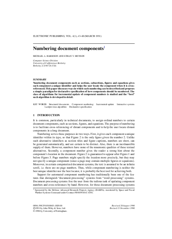 (PDF) Numbering document components