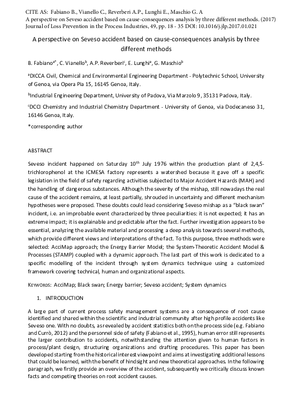 (PDF) A perspective on Seveso accident based on cause-consequences analysis by three different ...