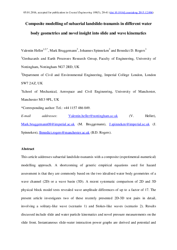 (PDF) Composite modelling of subaerial landslide–tsunamis in different ...