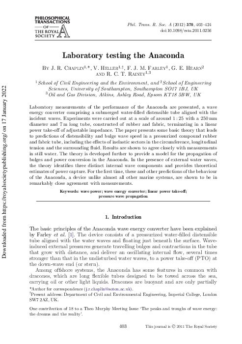 (PDF) Laboratory testing the Anaconda