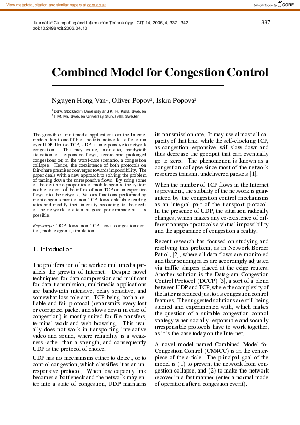 (PDF) Combined Model for Congestion Control