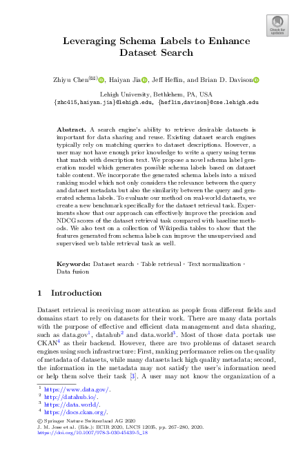 (PDF) Leveraging Schema Labels to Enhance Dataset Search