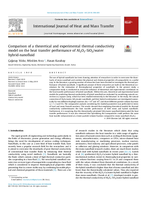 (PDF) Comparing Thermal Conductivity Models in Hybrid Nanofluids