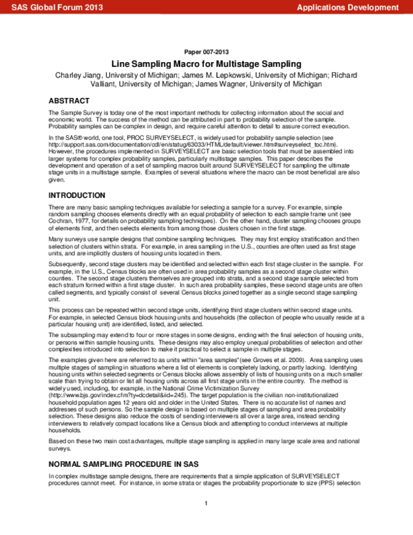 (PDF) Line Sampling Macro for Multistage Sampling