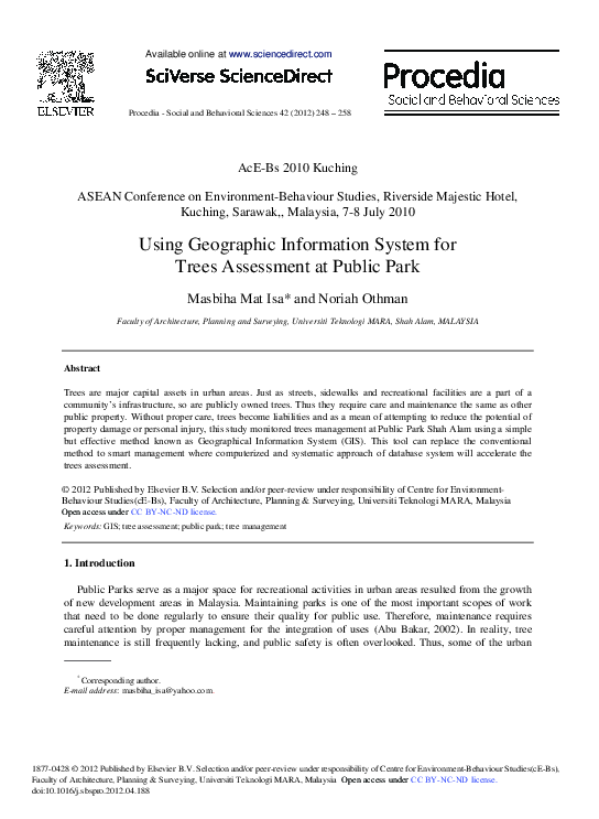 (PDF) Using Geographic Information System for Trees Assessment at ...