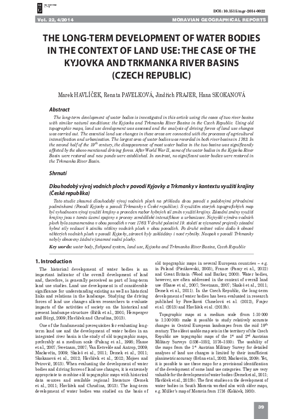 (PDF) The Long-Term Development of Water Bodies in the Context of Land Use: The Case of the ...
