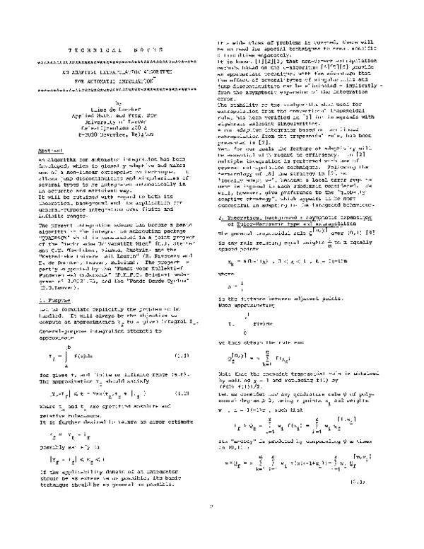 Pdf An Adaptive Extrapolation Algorithm For Automatic Integration