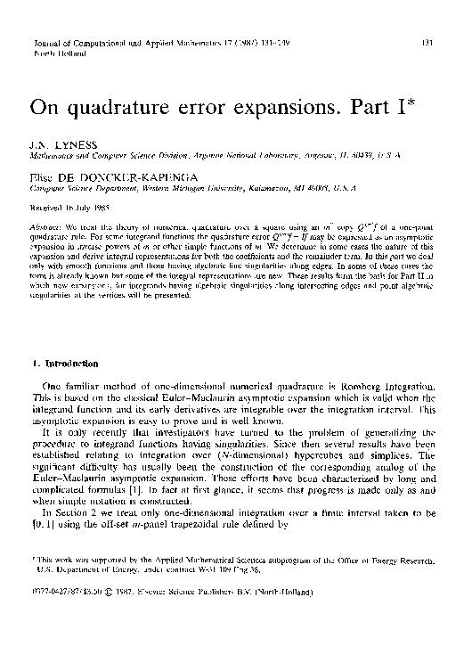 (PDF) On quadrature error expansions. Part I