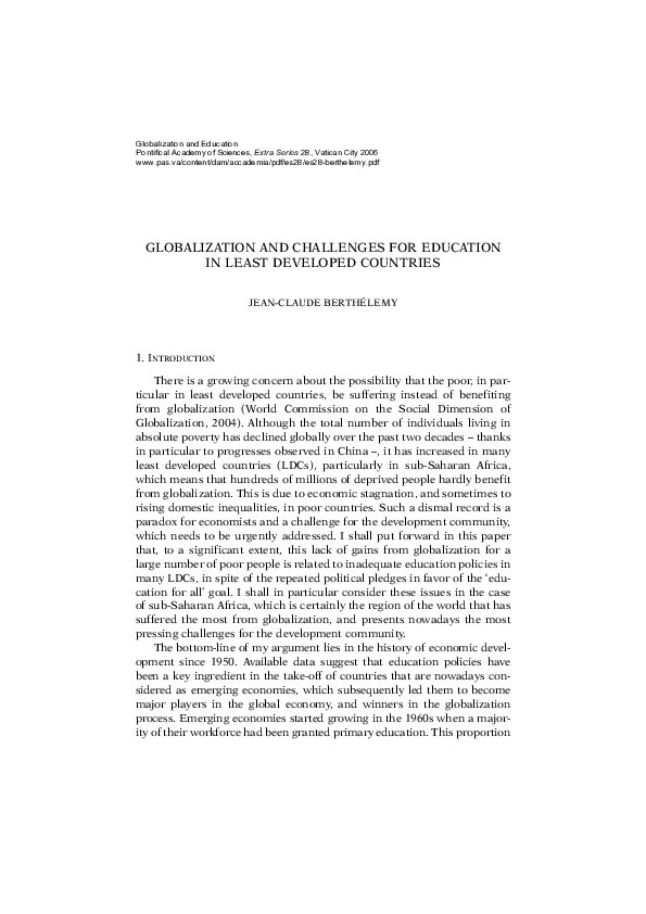 (PDF) Globalization and Challenges for Education on Least Developed Countries