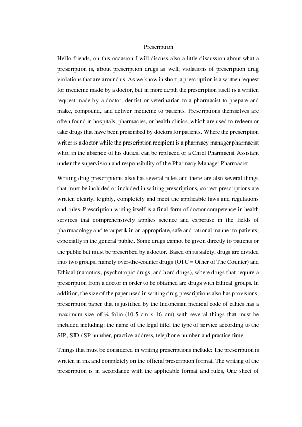 (PDF) PRESCRIPTION ESSAY_ SITI RIZKIA 2B FARMASI