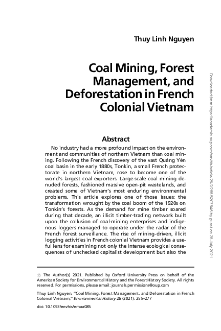 (PDF) Coal Mining, Forest Management, and Deforestation in French Colonial Vietnam