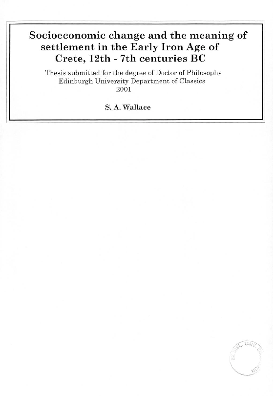 (PDF) Socioeconomic Change and the Meaning of Settlement in the Early ...