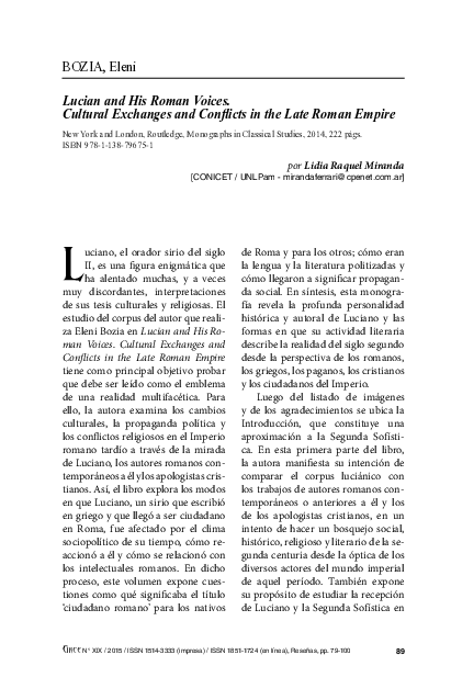 (PDF) Lucian and His Roman Voices.: Cultural Exchanges and Conflicts in ...