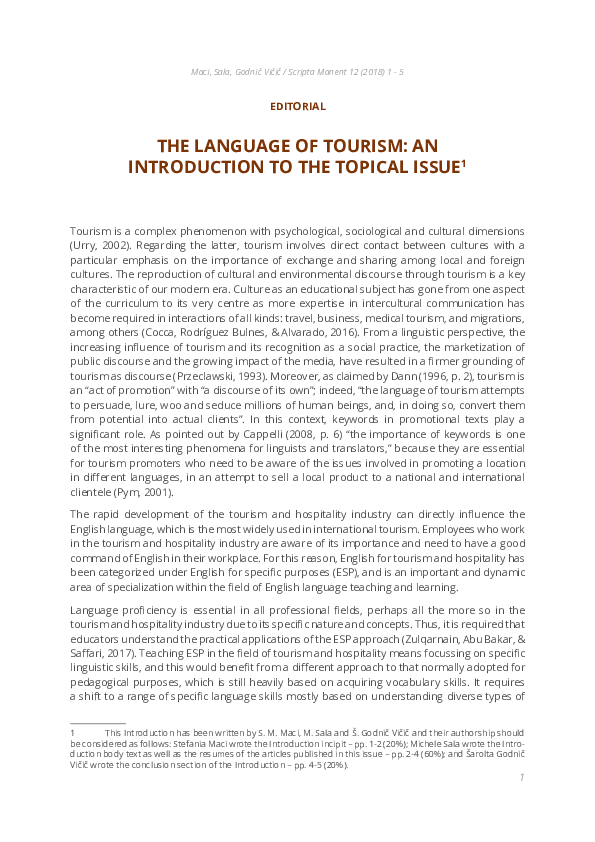 (PDF) The Language of Tourism