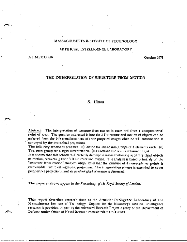 (PDF) The interpretation of structure from motion