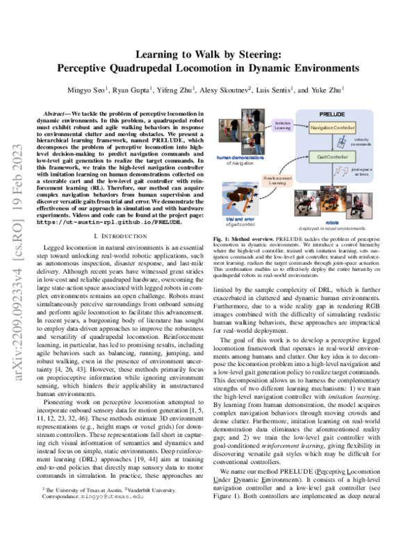 (PDF) Learning to Walk by Steering: Perceptive Quadrupedal Locomotion ...