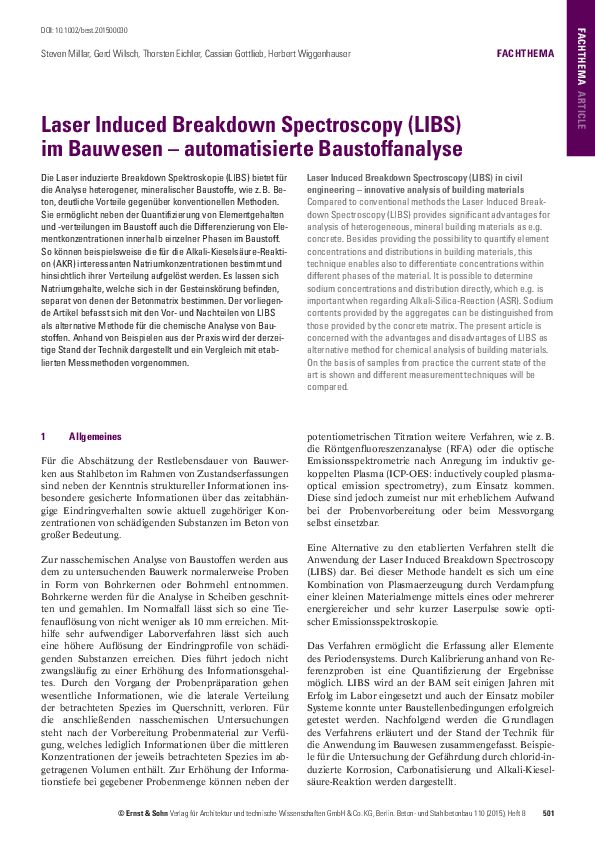 (PDF) Laser Induced Breakdown Spectroscopy (LIBS) im Bauwesen ...