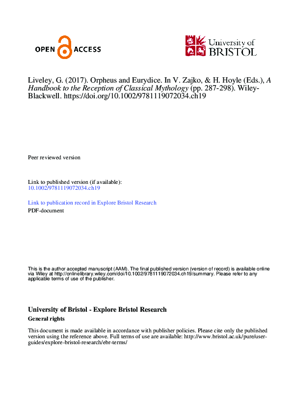 Pdf Orpheus And Eurydice