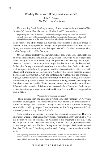 (PDF) Reading Butler with Dewey (and Vice Versa?)