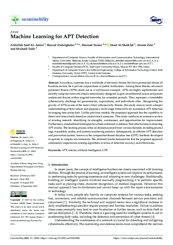 (PDF) Machine Learning for APT Detection