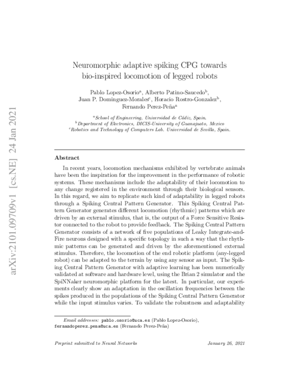 (PDF) Neuromorphic adaptive spiking CPG towards bio-inspired locomotion ...