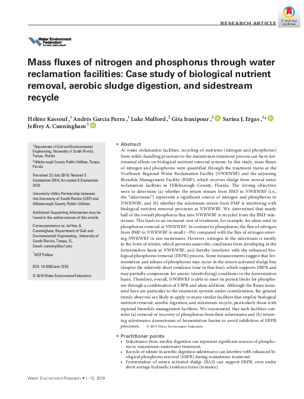 (PDF) Mass fluxes of nitrogen and phosphorus through water reclamation ...