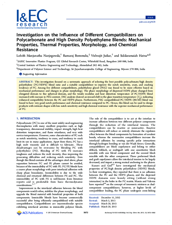 (PDF) Investigation on the Influence of Different Compatibilizers on Polycarbonate and High ...