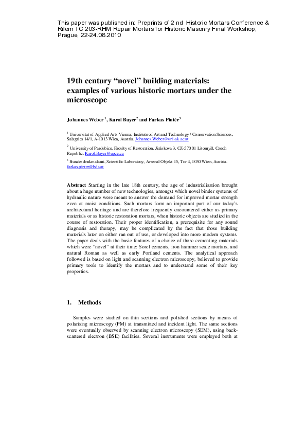 (PDF) Nineteenth Century “Novel” Building Materials: Examples of ...