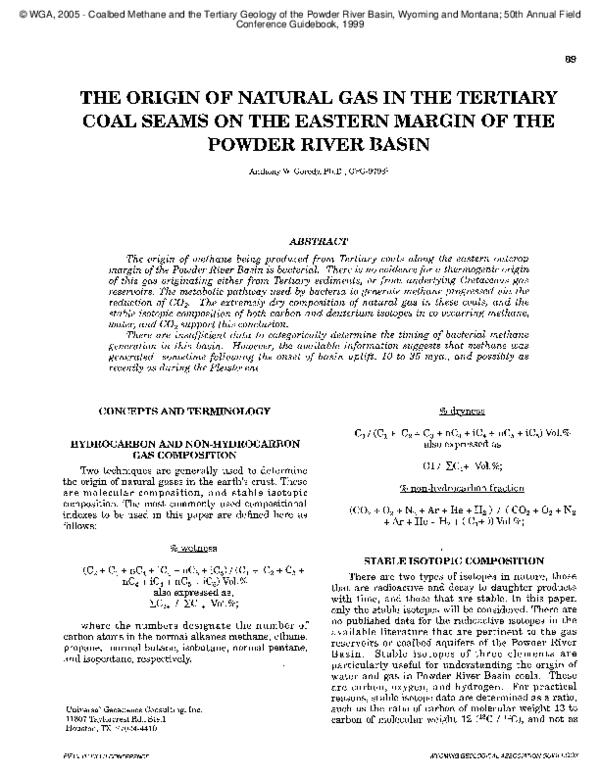 (PDF) The Origin of Natural Gas in the Tertiary Coal Seams on the ...