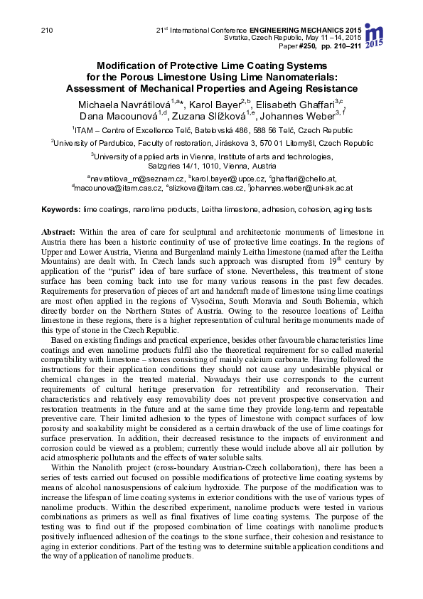 (PDF) Modification of Protective Lime Coating Systems for the Porous ...