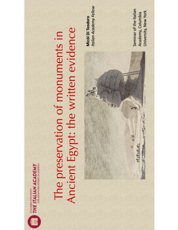 (PDF) The preservation of monuments in Ancient Egypt: the written evidence