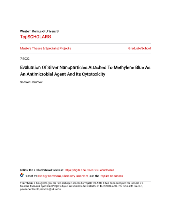 (PDF) Evaluation of silver nanoparticles attached to methylene blue as an antimicrobial agent ...