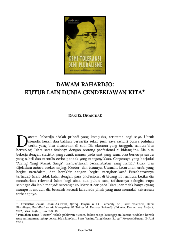 (PDF) Daniel Dhakidae - Paper - Dawam Rahardjo: Kutub Lain Dunia Cendekiawan Kita