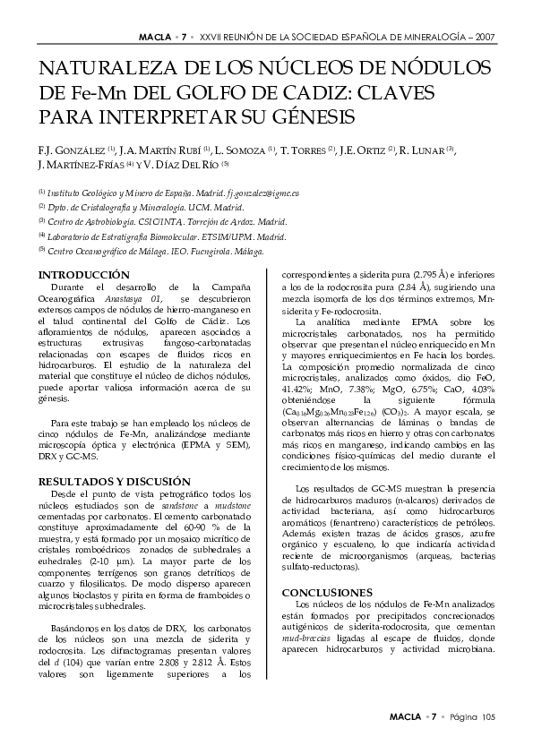 (PDF) Naturaleza de los núcleos de nódulos de Fe-Mn del Golfo de Cádiz ...