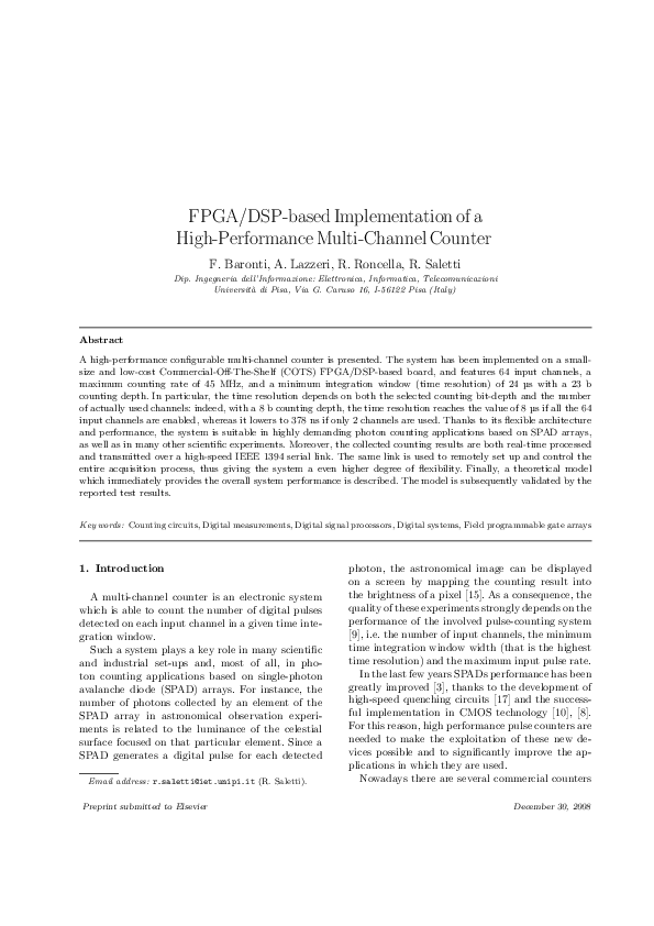 (PDF) FPGA/DSP-based implementation of a high-performance multi-channel counter