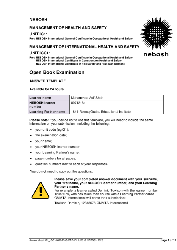 (PDF) My Nebosh IG 1 Paper ( Solved) (PDF) My Nebosh IG 1 Paper ( Solved)