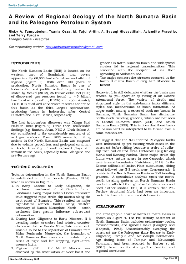 (PDF) A Review of Regional Geology of the North Sumatra Basin and Its ...