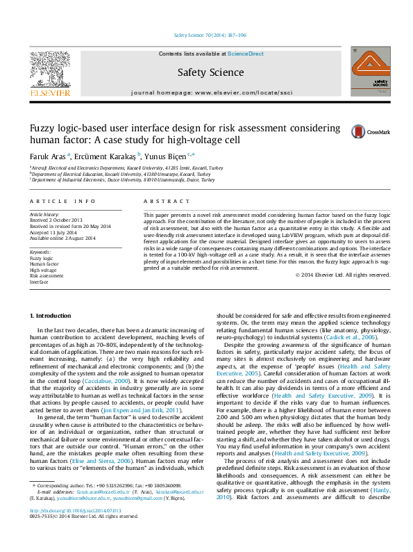 (PDF) Fuzzy logic-based user interface design for risk assessment considering human factor: A ...