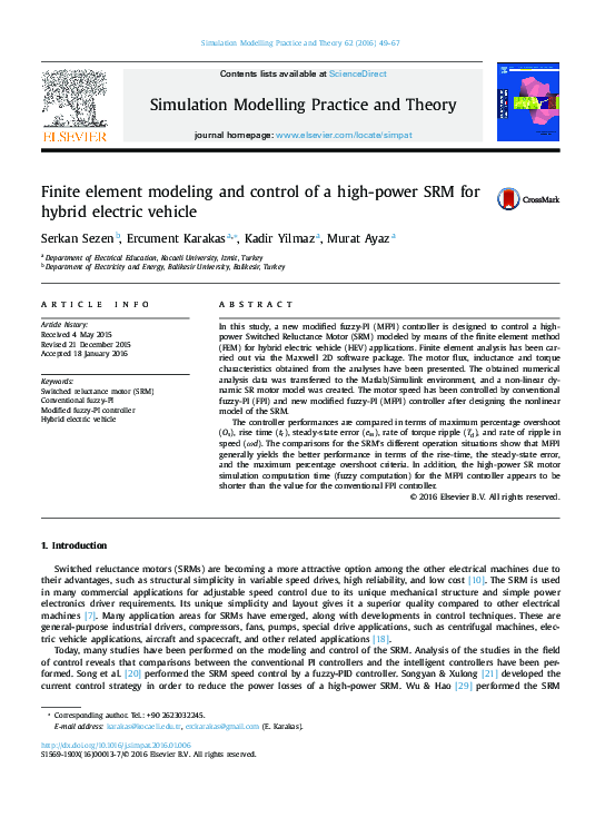 (PDF) Finite element modeling and control of a high-power SRM for hybrid electric vehicle