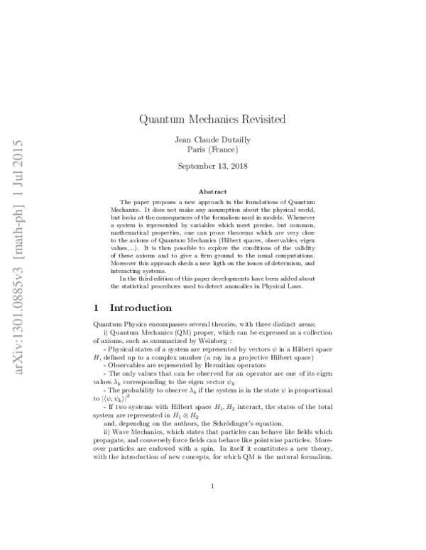 (PDF) QUANTUM MECHANICS REVISITED (v.3)