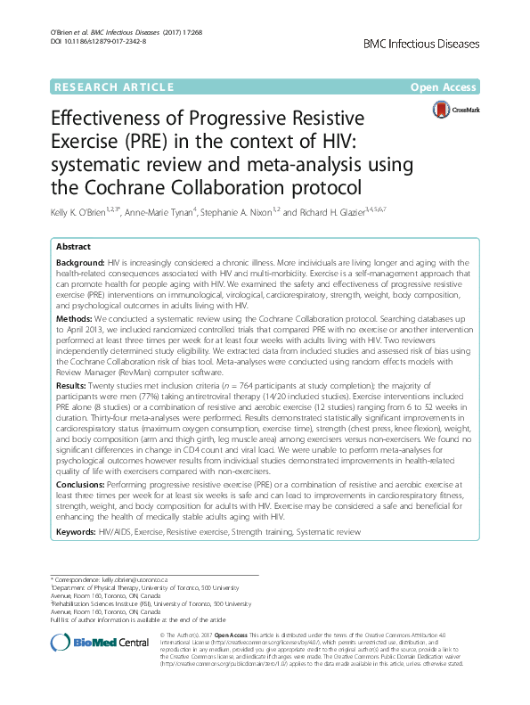 (PDF) Effectiveness of Progressive Resistive Exercise (PRE) in the ...