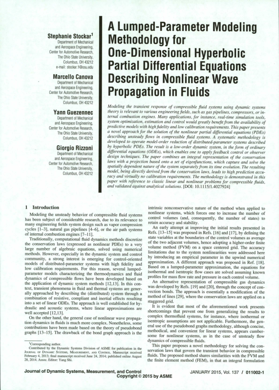 (PDF) A Lumped-Parameter Modeling Methodology for One-Dimensional Hyperbolic Partial ...