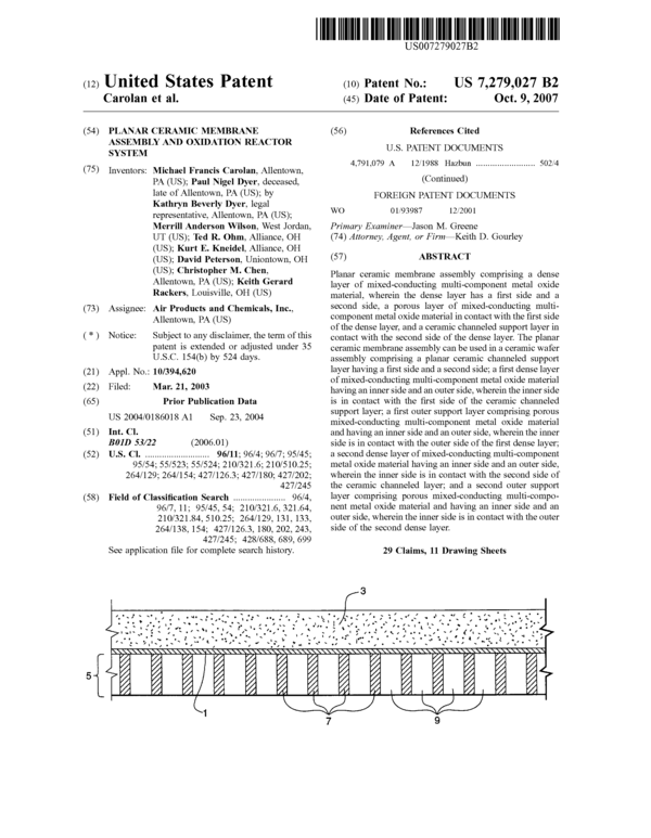 (PDF) Planar ceramic membrane assembly and oxidation reactor system