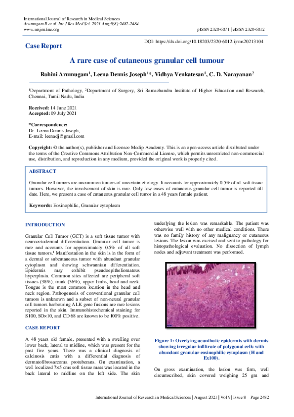 (PDF) A rare case of cutaneous granular cell tumour