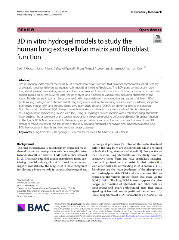 (PDF) 3D in vitro hydrogel models to study the human lung extracellular ...