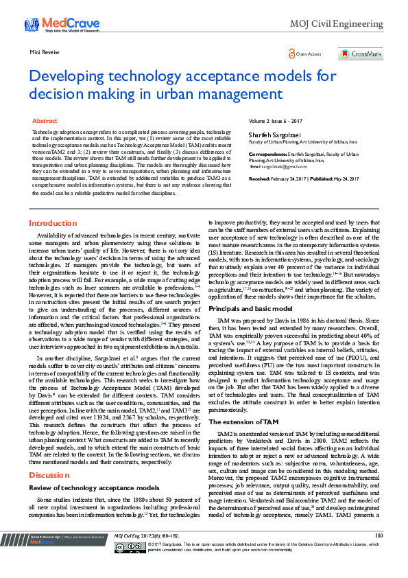 (PDF) Developing Technology Acceptance Models for Decision Making in ...