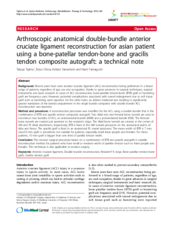 (PDF) Arthroscopic anatomical double-bundle anterior cruciate ligament reconstruction for asian ...