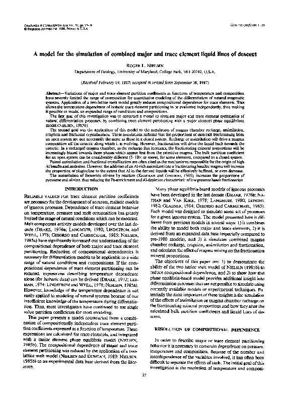 (PDF) A model for the simulation of combined major and trace element ...
