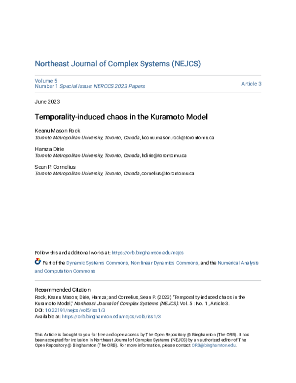 (PDF) Temporality-induced chaos in the Kuramoto Model