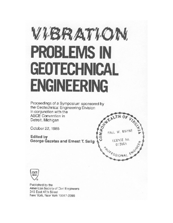 (PDF) Ground vibrations during dynamic compaction